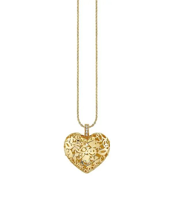 SYDNEY EVAN 14k Yellow Diamond Heart Charm Necklace - Gold