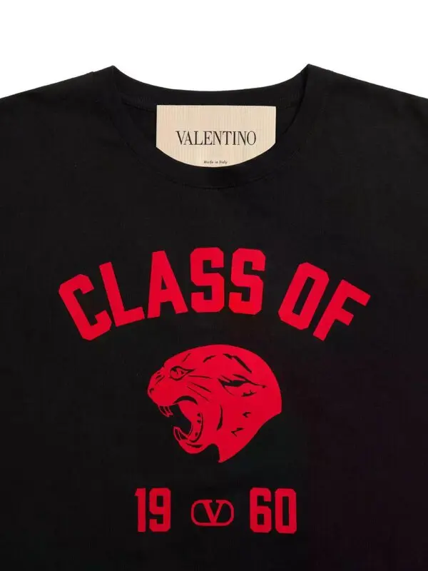 Valentino Garavani Cotton T-shirt With Panther Print - Black