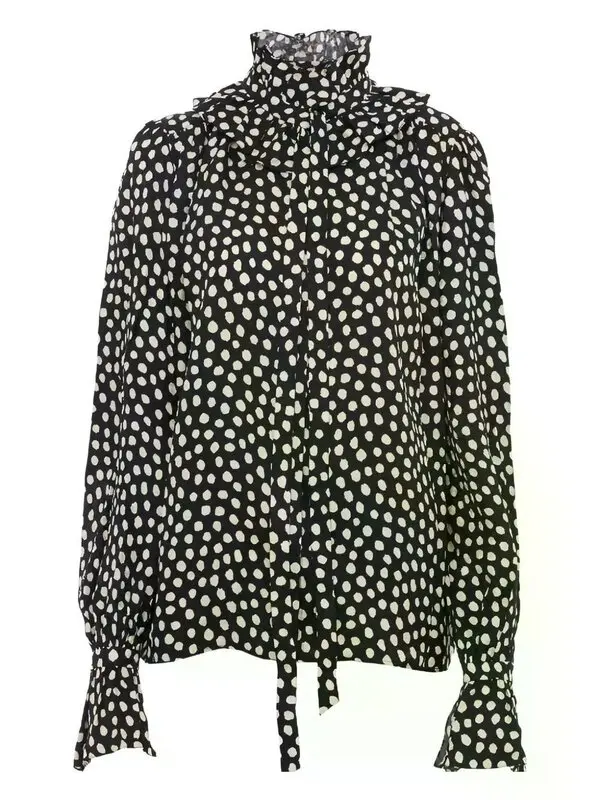 Chloé Ruffled Polka-dot Blouse - Black