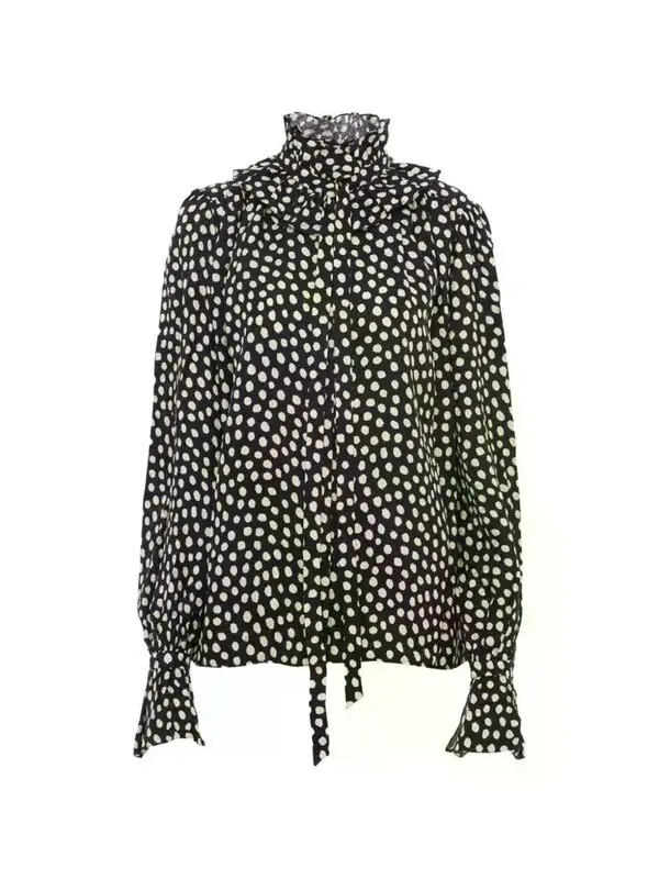 Chloé Ruffled Polka-dot Blouse - Black