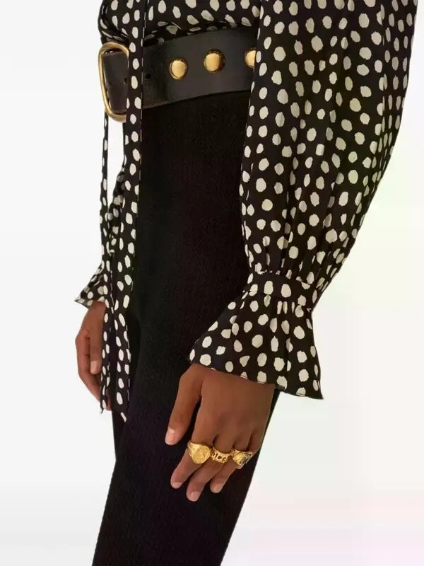Chloé Ruffled Polka-dot Blouse - Black