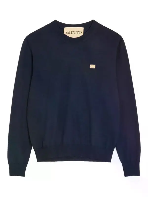 Valentino Garavani Vlogo Patch Wool Sweater - Blue