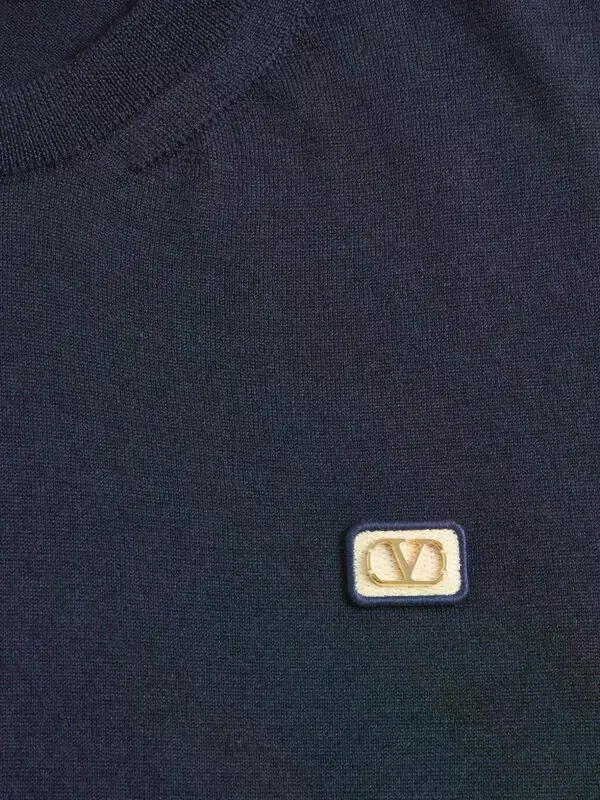 Valentino Garavani Vlogo Patch Wool Sweater - Blue