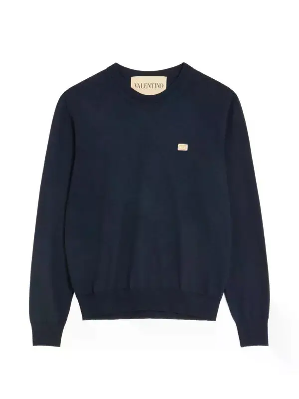Valentino Garavani Vlogo Patch Wool Sweater - Blue