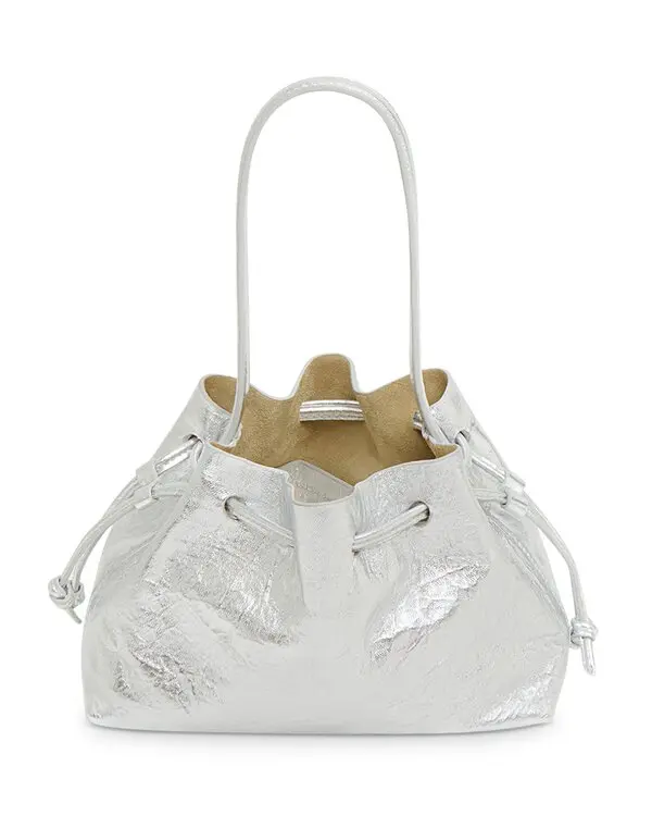 MANSUR GAVRIEL Metallic Suede Drawstring Pouchette - Silver
