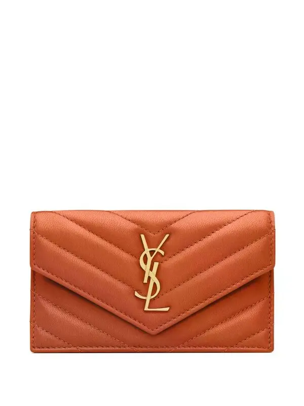 Saint Laurent Chevron Logo Wallet - Orange