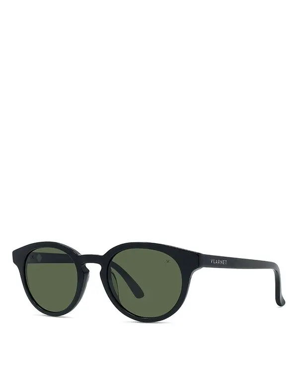 Vuarnet 51mm Round Sunglasses - Black/smoke