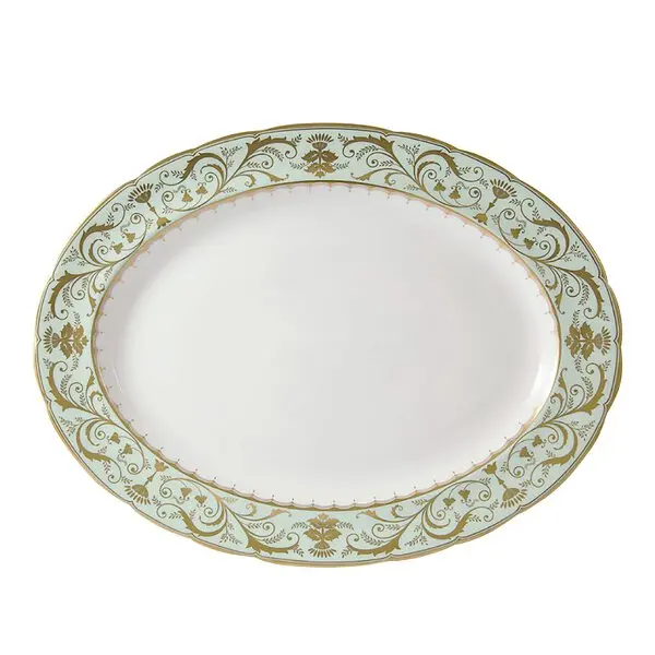 ROYAL CROWN DERBY Darley Abbey Oval Platter, 13 - Gold Multi