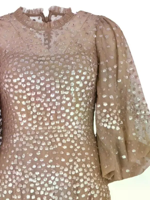 NEEDLE & THREAD Sequin-embellished Midi Dress - Neutrals