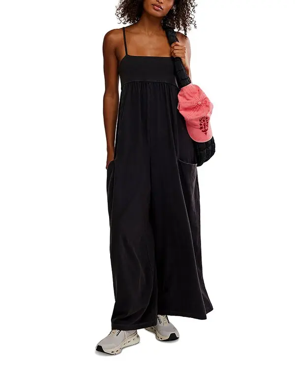 Free People Strappy Wide Leg Jumpsuit - Black