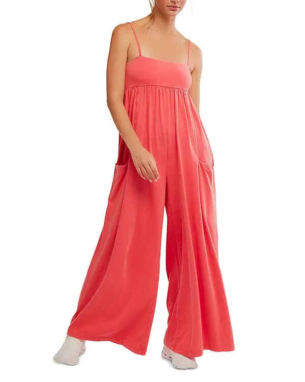 Free People Hot Shot Strappy Onesie Jumpsuit - Grapefruit