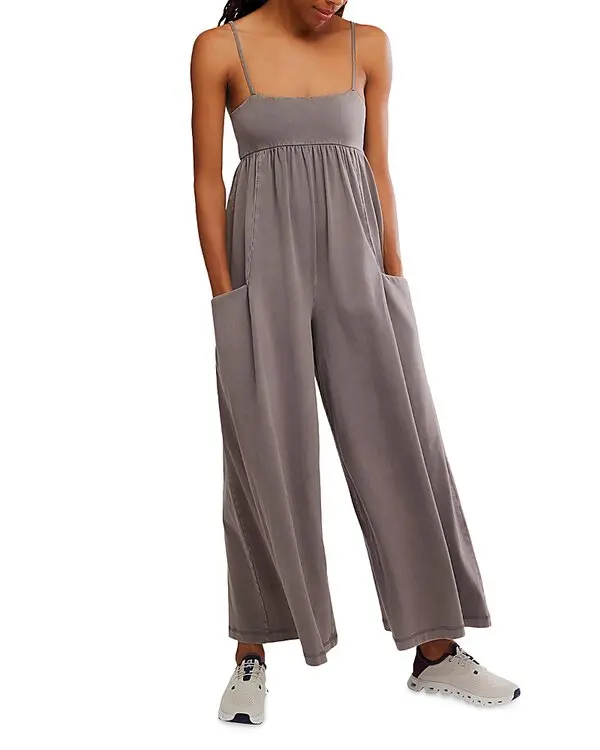 Free People Strappy Wide Leg Jumpsuit - Hickory