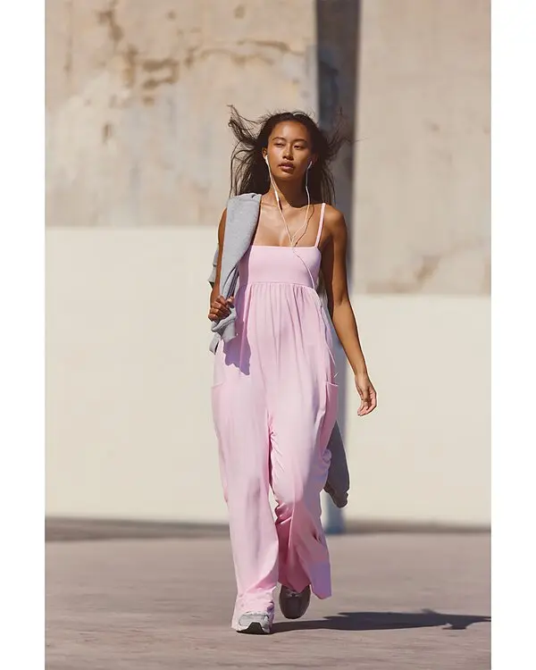 Free People Hot Shot Strappy Onesie Jumpsuit - Powder Pink