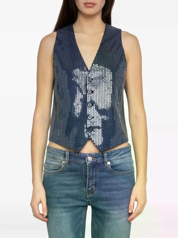 Zadig&Voltaire Emaux Sequin Vest - Blue