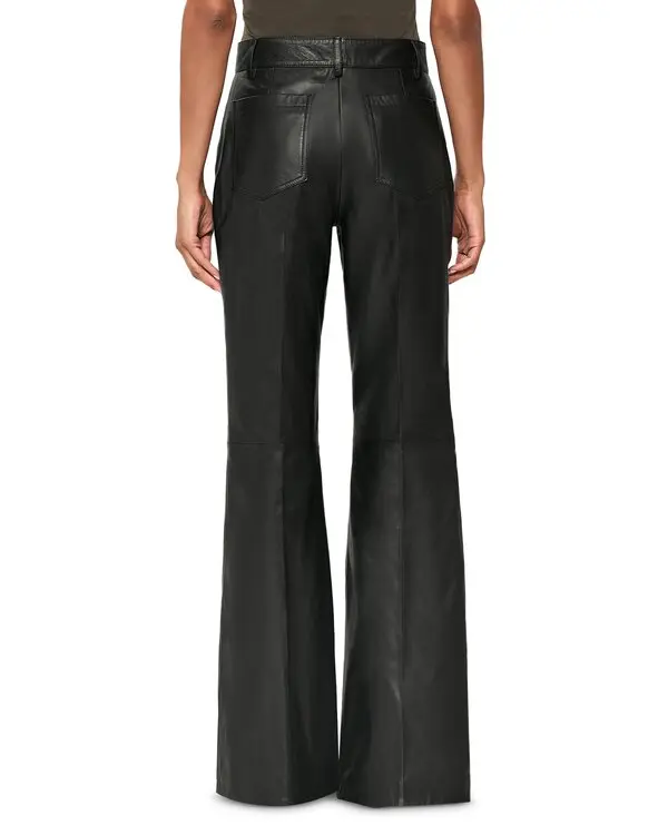 REISS Priya Leather Flare Trousers