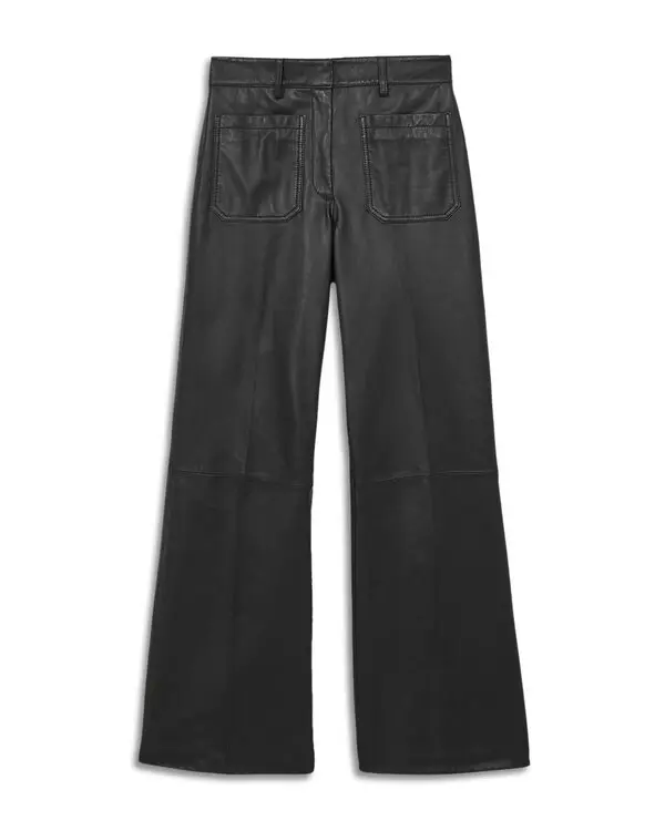 REISS Priya Leather Flare Trousers