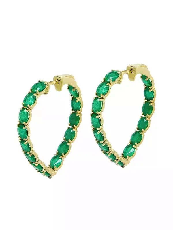 Goshwara 18k Yellow Emerald Heart-shaped Hoop Earrings - Gold
