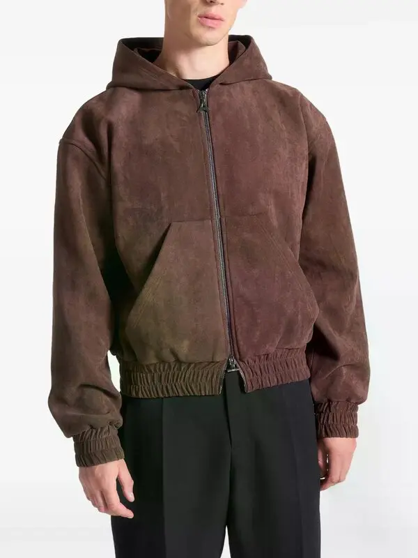 Manière De Voir Faux-suede Hooded Crop Jacket
