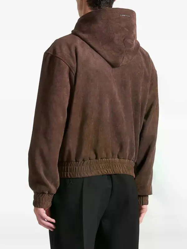 Manière De Voir Faux-suede Hooded Crop Jacket