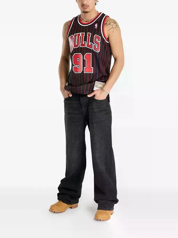 Mitchell & Ness 1995-96 Nba Chicago Bulls Dennis Rodman Swingman Striped Tank Top - Black