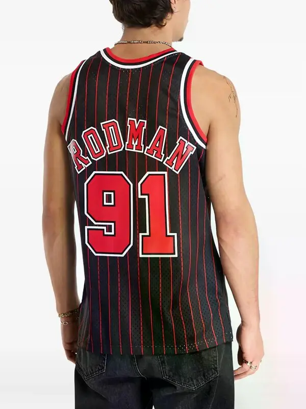 Mitchell & Ness 1995-96 Nba Chicago Bulls Dennis Rodman Swingman Striped Tank Top - Black