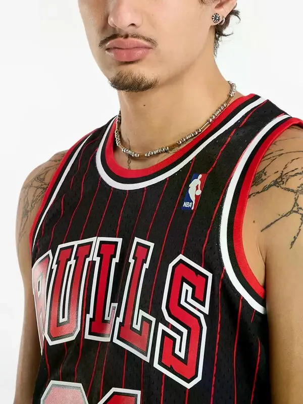 Mitchell & Ness 1995-96 Nba Chicago Bulls Dennis Rodman Swingman Striped Tank Top - Black