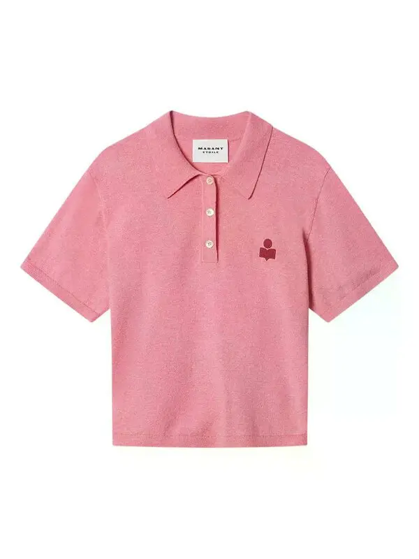 MARANT ETOILE Althea Buttoned Logo Polo Top - Pink