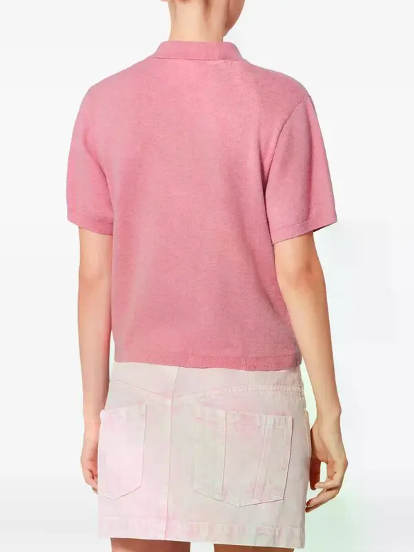 MARANT ETOILE Althea Buttoned Logo Polo Top - Pink