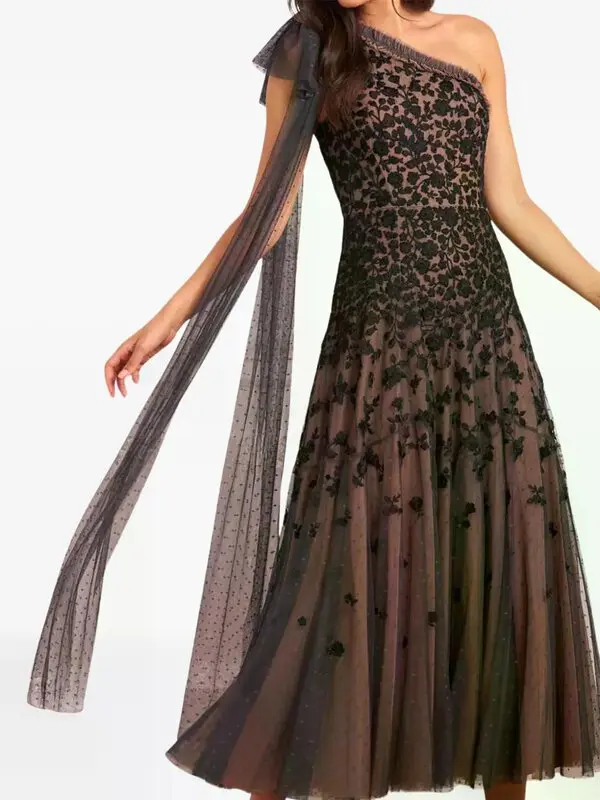 NEEDLE & THREAD Sylvia Rose One-shoulder Midi Dress