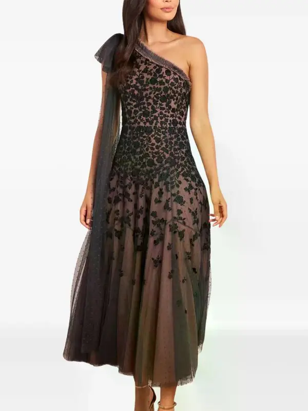 NEEDLE & THREAD Sylvia Rose One-shoulder Midi Dress