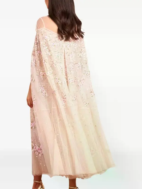 NEEDLE & THREAD Crescent Roses Cape-detail Midi Dress
