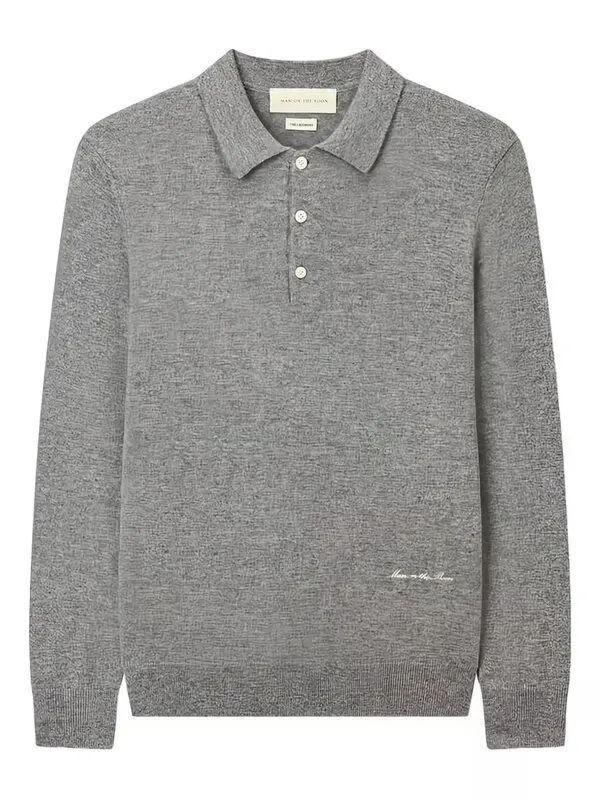 MAN ON THE BOON. Long-sleeve Cashmere Polo Shirt - Grey