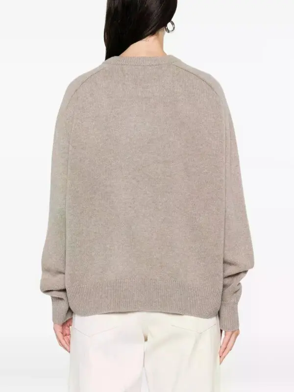Soft Goat Boyfriend Ribbed Crew-neck Knitwear - Grey