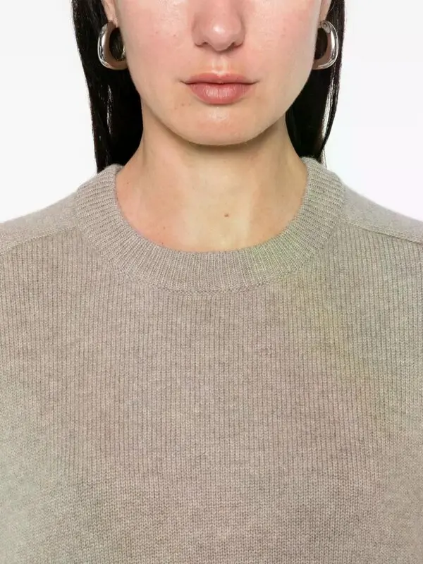 Soft Goat Boyfriend Ribbed Crew-neck Knitwear - Grey