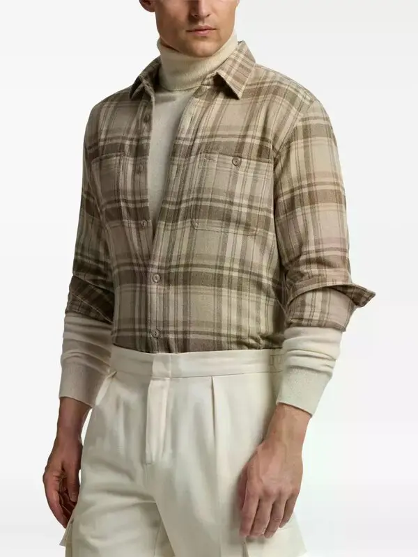 Ralph Lauren Purple Label Plaid Long-sleeve Shirt - Neutrals