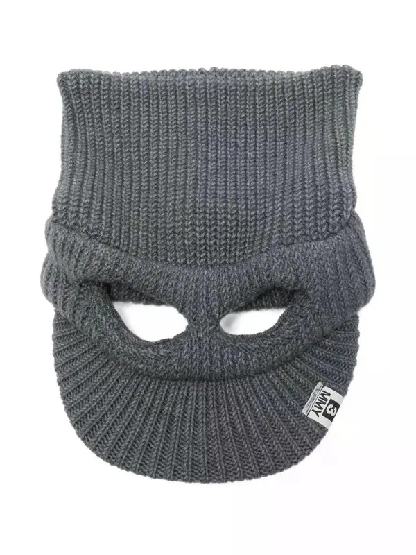 Mihara Yasuhiro Eyelet Wool Balaclava - Grey