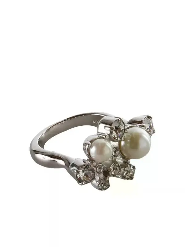 Givenchy Pearl And Crystal-embellished Ring - Silver