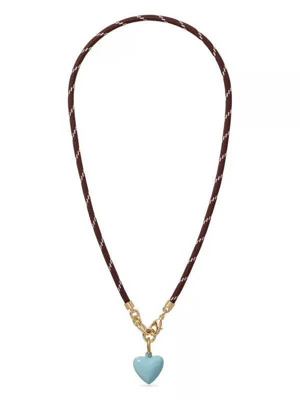 ROXANNE ASSOULIN Heart Charm Cord Necklace - Brown