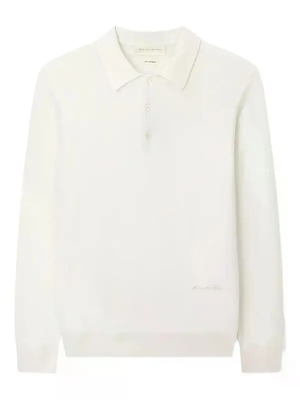 MAN ON THE BOON. Long-sleeve Polo Shirt - White