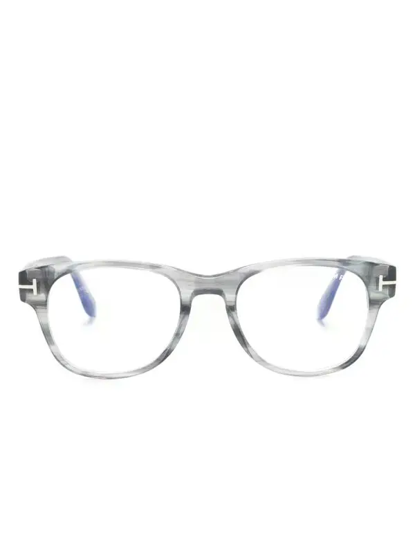 TOM FORD Logo-engraved Round-frame Glasses - Grey
