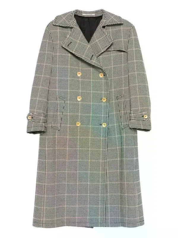 Tagliatore Double-breasted Houndstooth Trench Coat