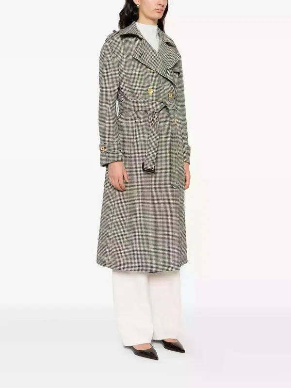 Tagliatore Double-breasted Houndstooth Trench Coat
