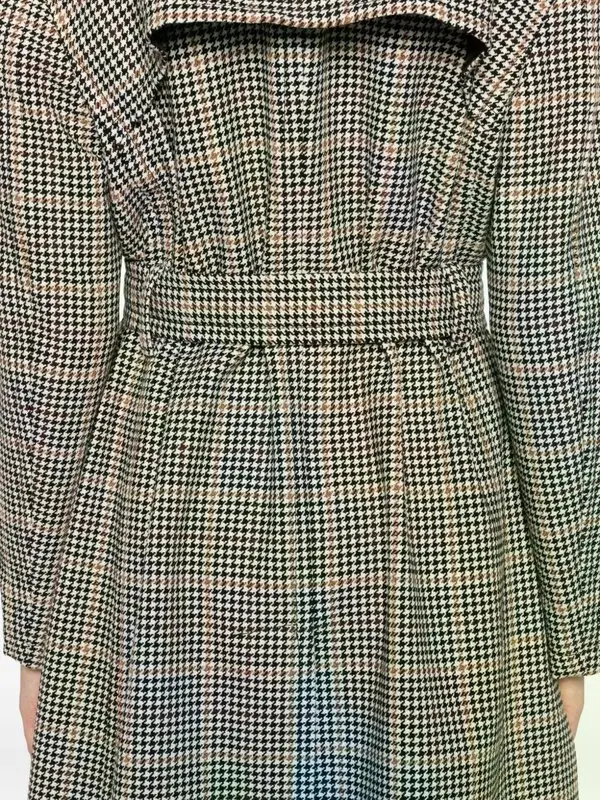 Tagliatore Double-breasted Houndstooth Trench Coat