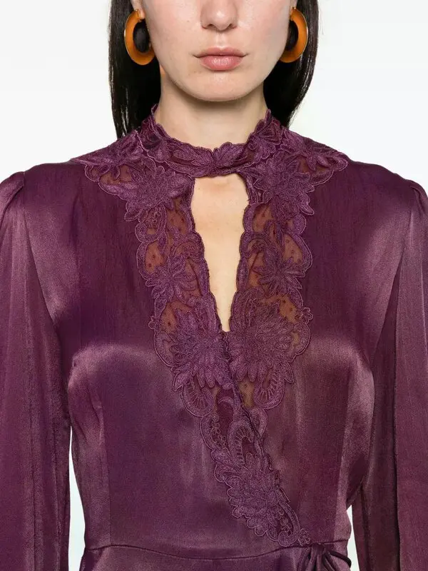 TWINSET Floral Lace Abito Dress - Purple