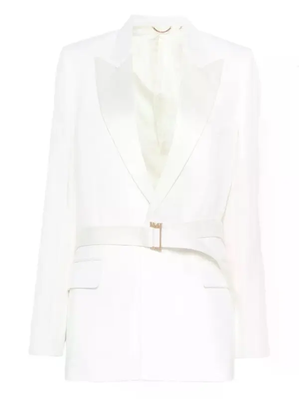 Victoria Beckham Belted Lapel Blazer - White