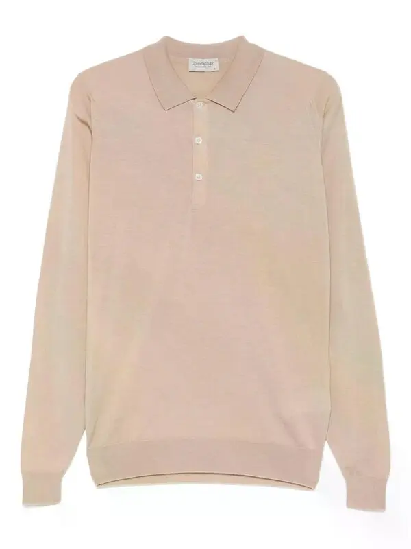 John Smedley Belper Long Sleeve Polo Shirt - Neutrals