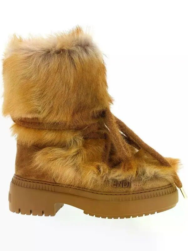 Fendi 55mm Apres Chic Fur Lace-up Boots