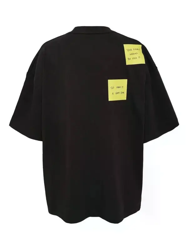 BONBOM Slogan Print T-shirt With Post-it Note Detail