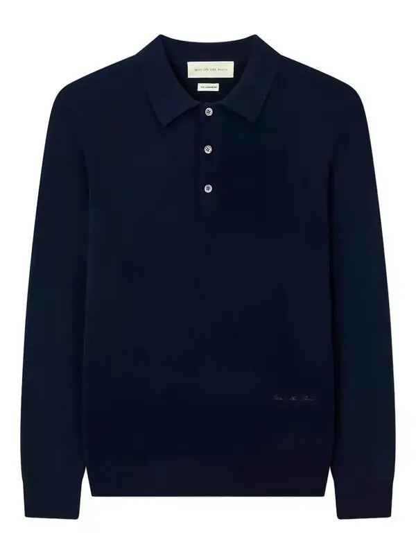 MAN ON THE BOON. Cashmere Polo Shirt - Blue