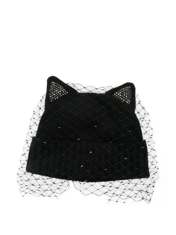CA4LA Embellished Veil Beanie - Black